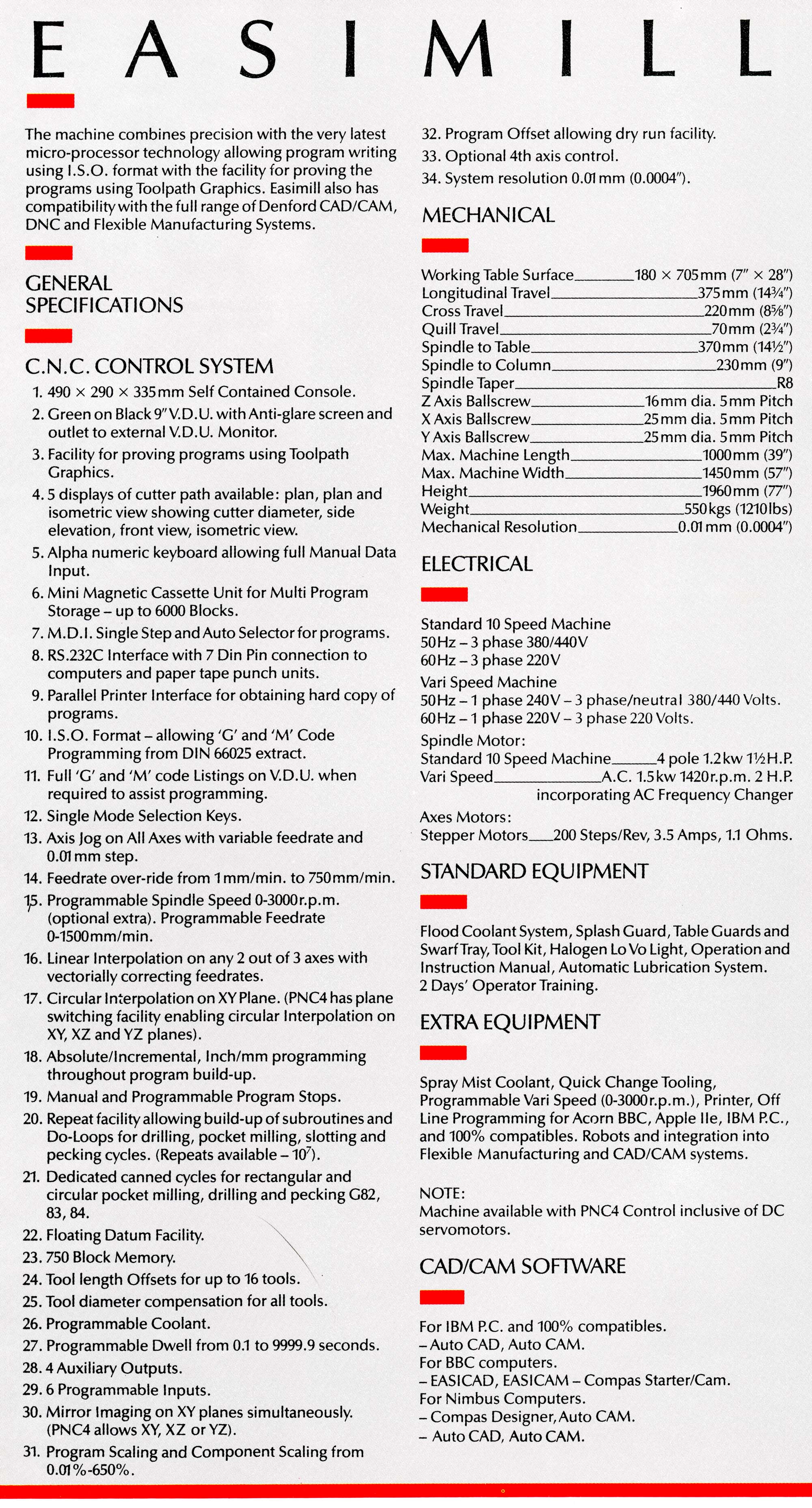 For Sale: Denford Easimill 3 Vertical Turret CNC Miller