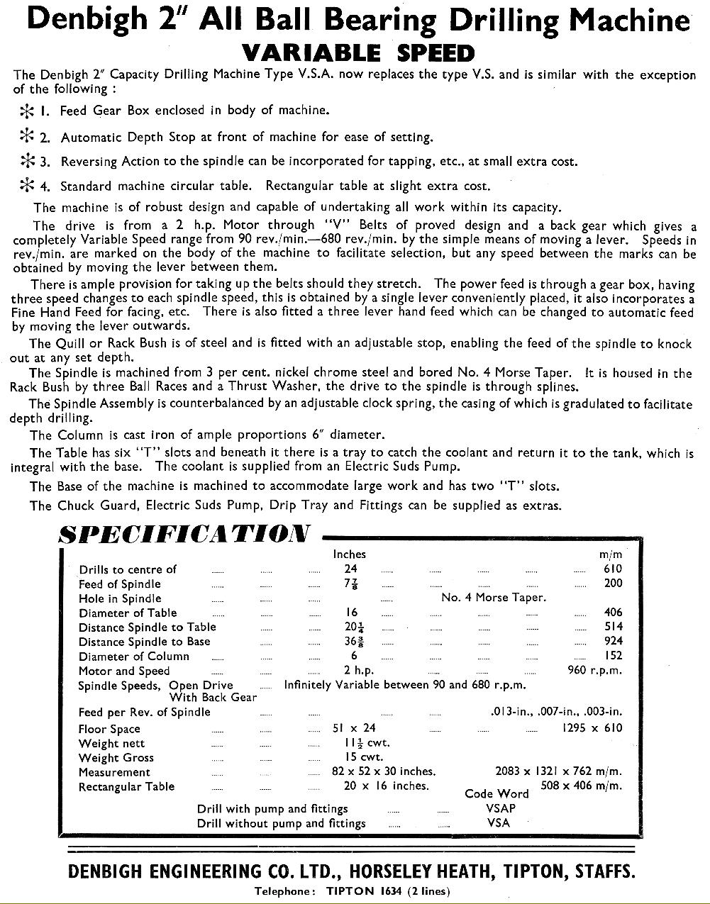 Denbigh Drills 1950s/60s