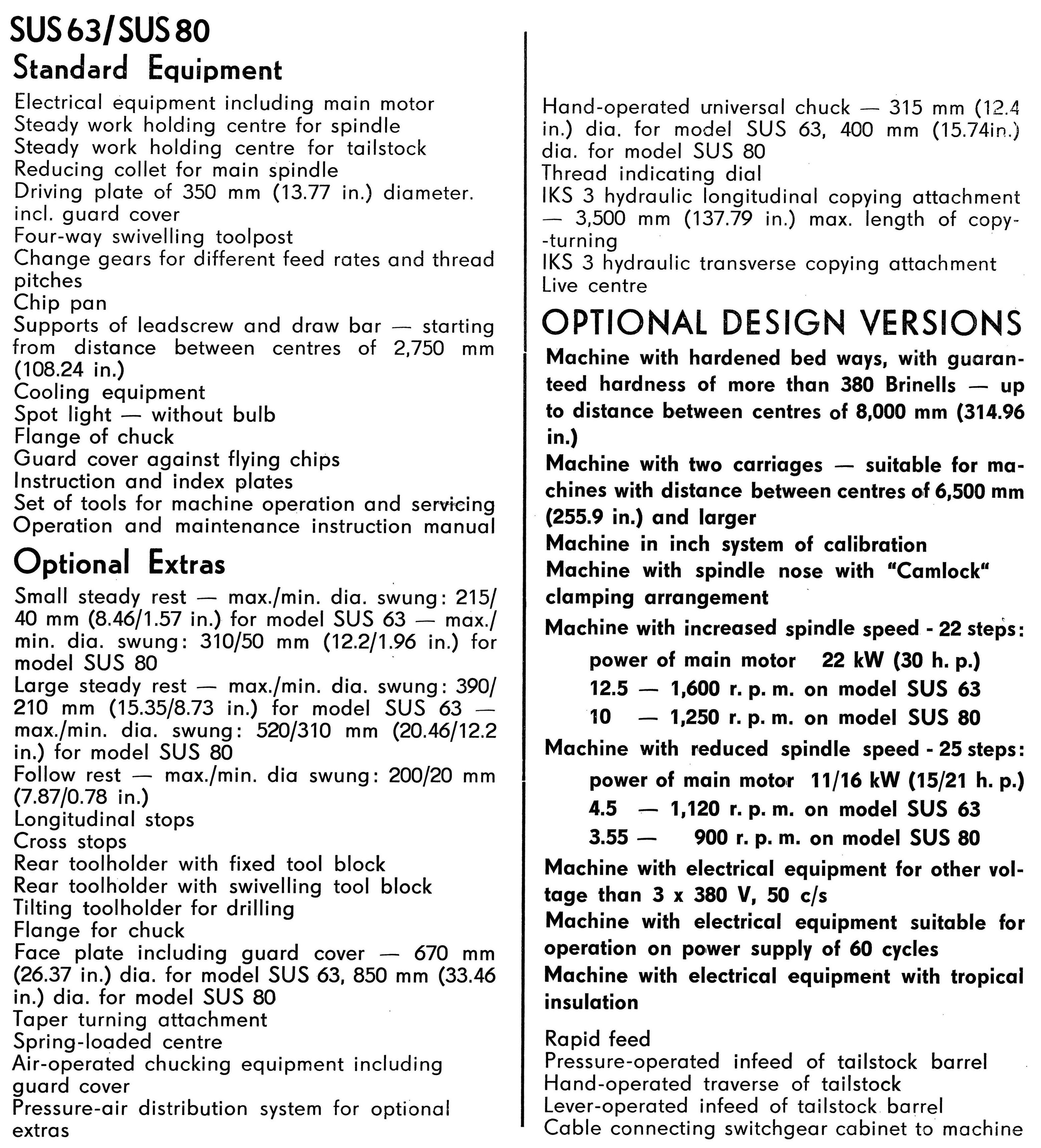 TOS SUS-63 & SUS-80 Lathes